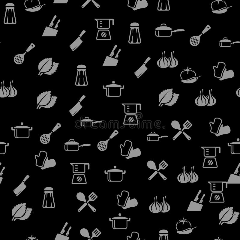 BW Icons - Cooking Seamless Pattern. Stock Vector - Illustration of ...