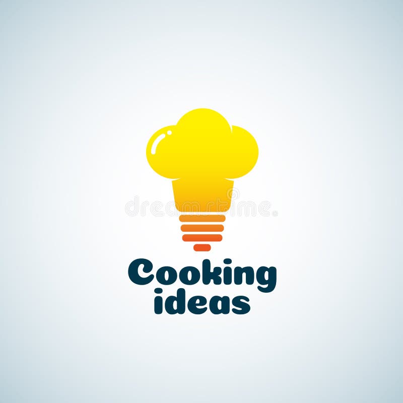 Cooking Ideas Abstract Vector Sign, Emblem or Logo Template. Light Bulb ...