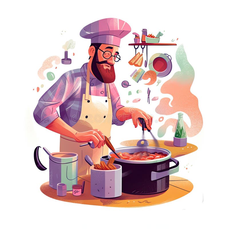 Cooking Illustration - Made with Generative AI Tools Stock Illustration ...