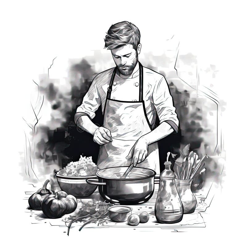 Cooking Illustration - Made with Generative AI Tools Stock Illustration ...