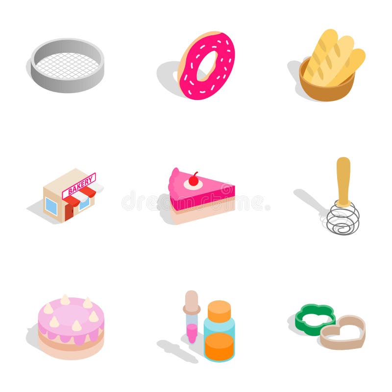 Cooking Ingredients Icons, Isometric 3d Style Stock Vector ...