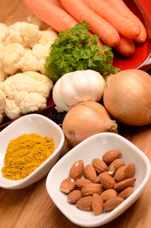 Cooking ingredients stock photo. Image of almonds, garlic - 37016156