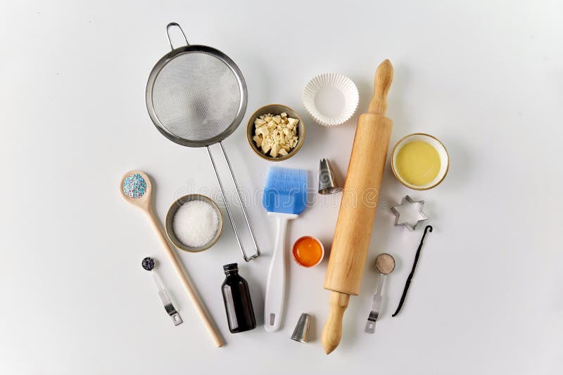 Cooking Ingredients and Kitchen Tools for Baking Stock Photo - Image of ...