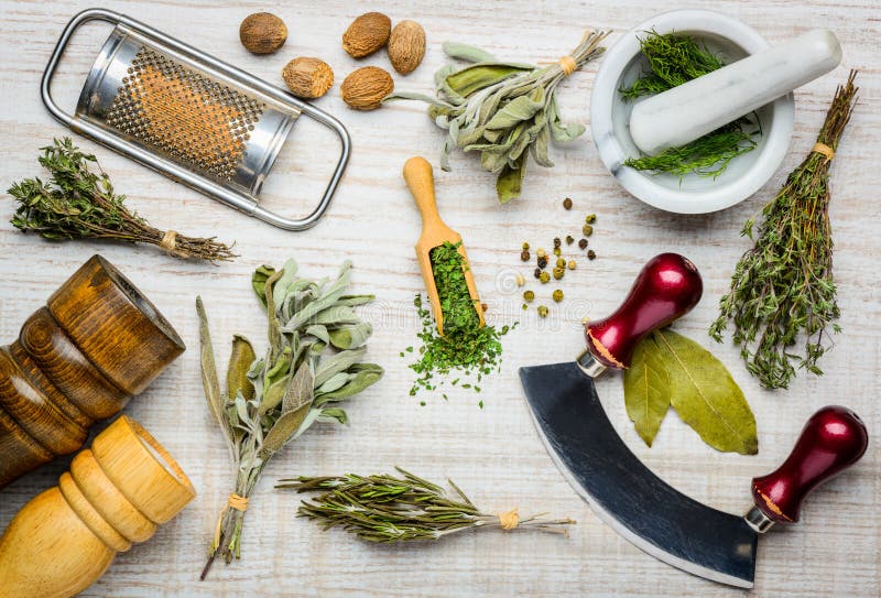 Cooking Ingredients and Kitchen Utensils Stock Image - Image of chopper ...