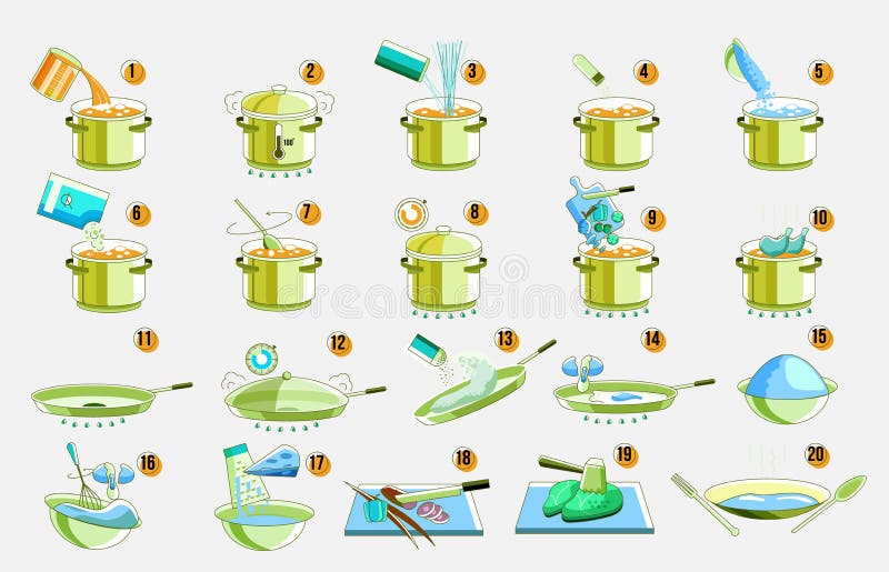Cooking Instruction and Step-by-step Preparation Stock Vector ...