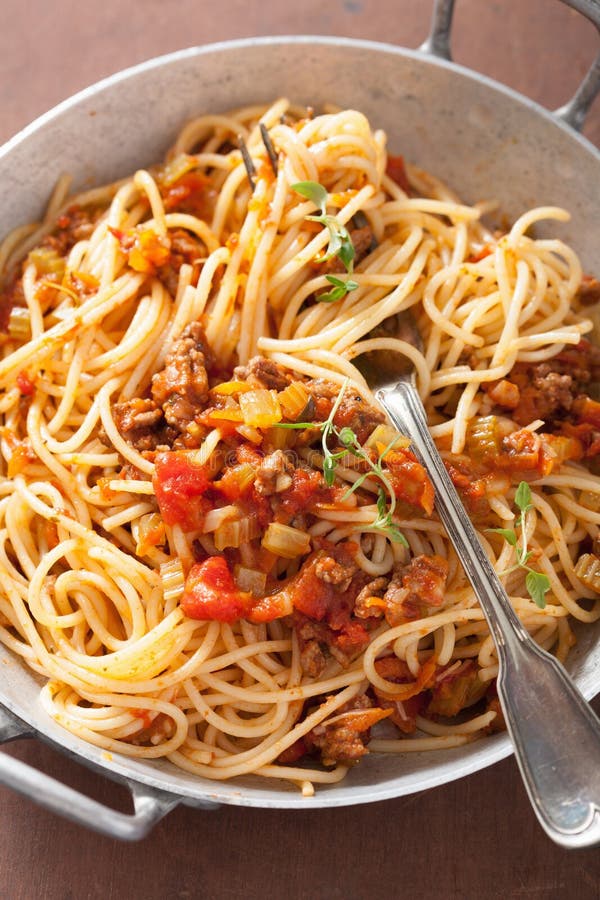 Cooking Italian Pasta Spaghetti Bolognese Stock Photo - Image of dish ...