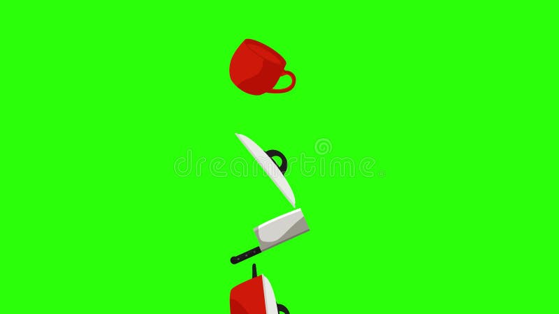 Cooking Item Tools, Green Screen Chroma Key Animation Stock Footage ...