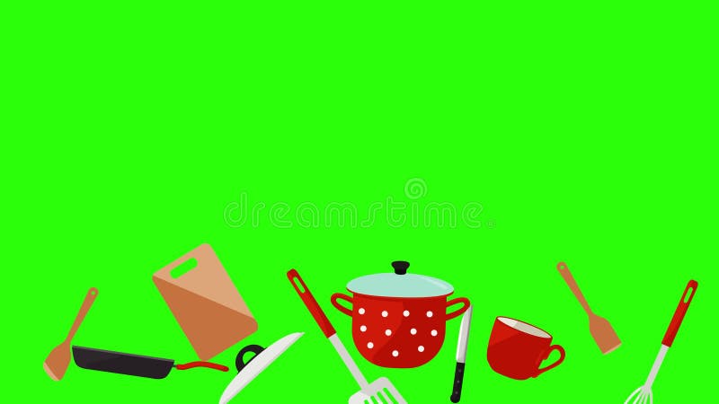 Cooking Item Tools, Green Screen Chroma Key Animation Stock Footage ...