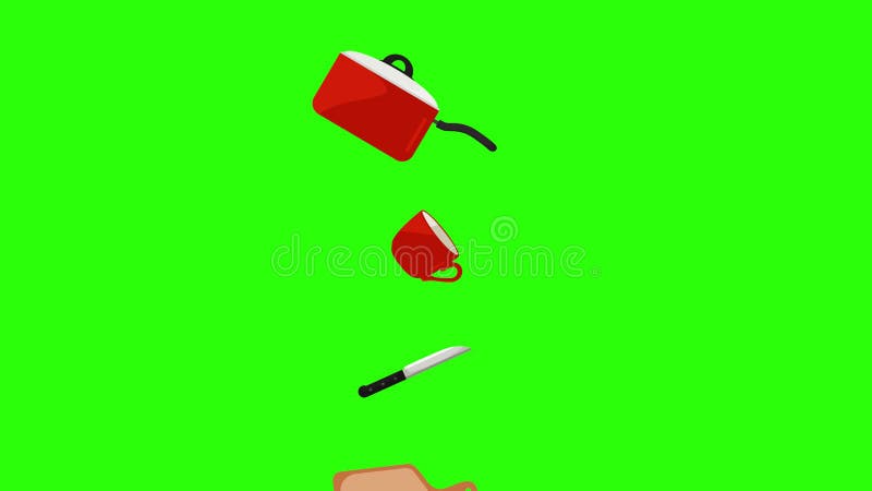Cooking Item Tools, Green Screen Chroma Key Animation Stock Footage ...