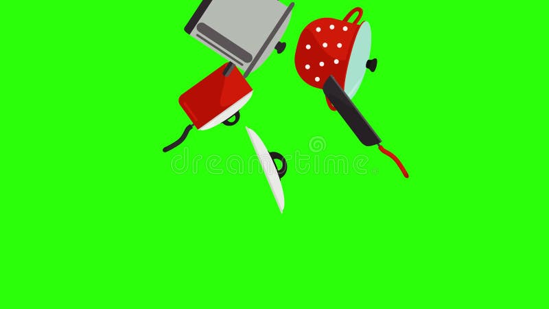Cooking Item Tools, Green Screen Chroma Key Animation Stock Footage ...