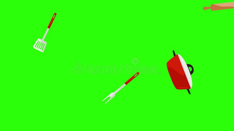 Cooking Item Tools, Green Screen Chroma Key Animation Stock Video ...