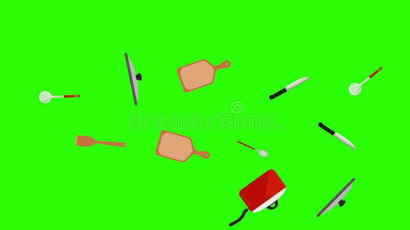 Cooking Item Tools, Green Screen Chroma Key Animation Stock Video ...