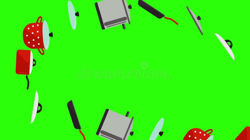 Cooking Item Tools, Green Screen Chroma Key Animation Stock Footage ...