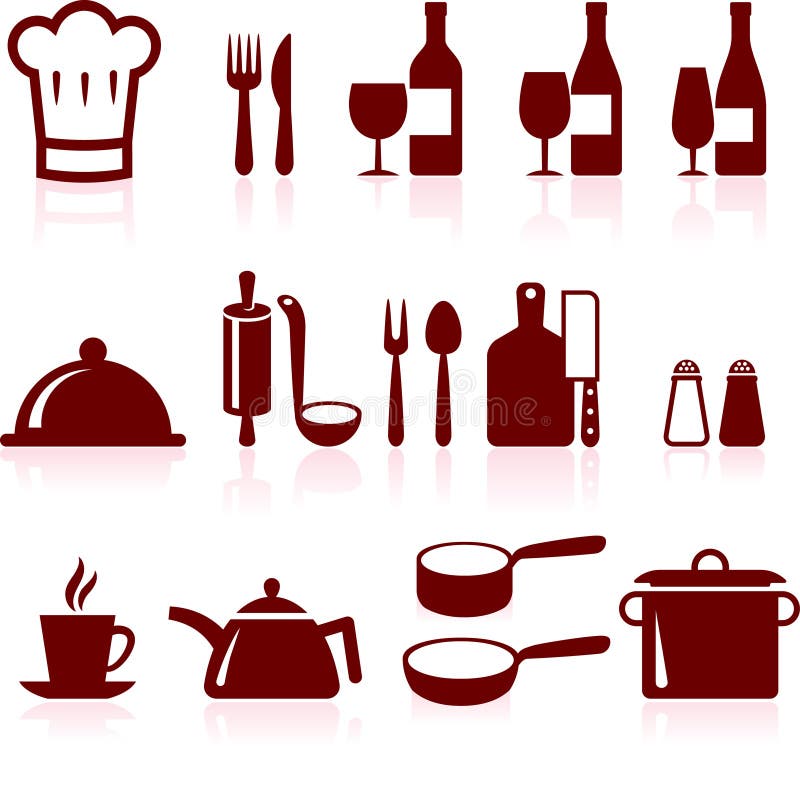 Cooking Items Internet Icon Collection Stock Vector - Illustration of ...