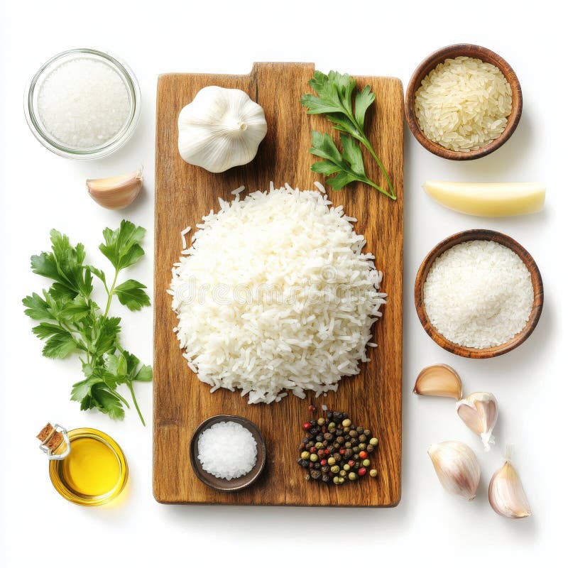 Cooking Items and Vegetables on a Wooden Table, Cut Out Transparently ...
