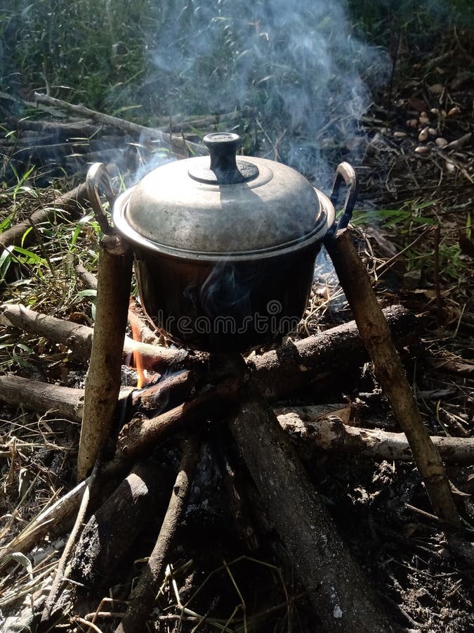 Cooking in the Jungle the Traditional Way. Stock Photo - Image of camp ...