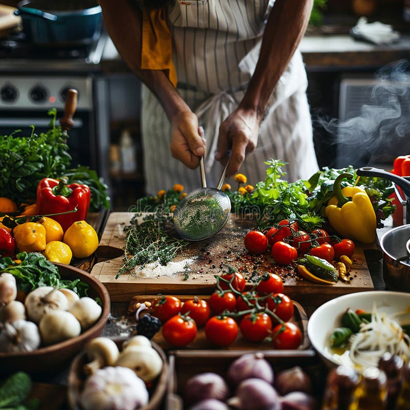 Cooking in the Kitchen with Family Using Amazing Equipments Stock ...