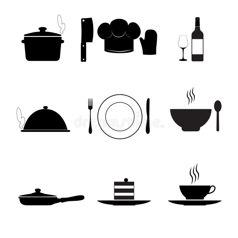 Cooking and kitchen icons stock vector. Illustration of pictogram ...