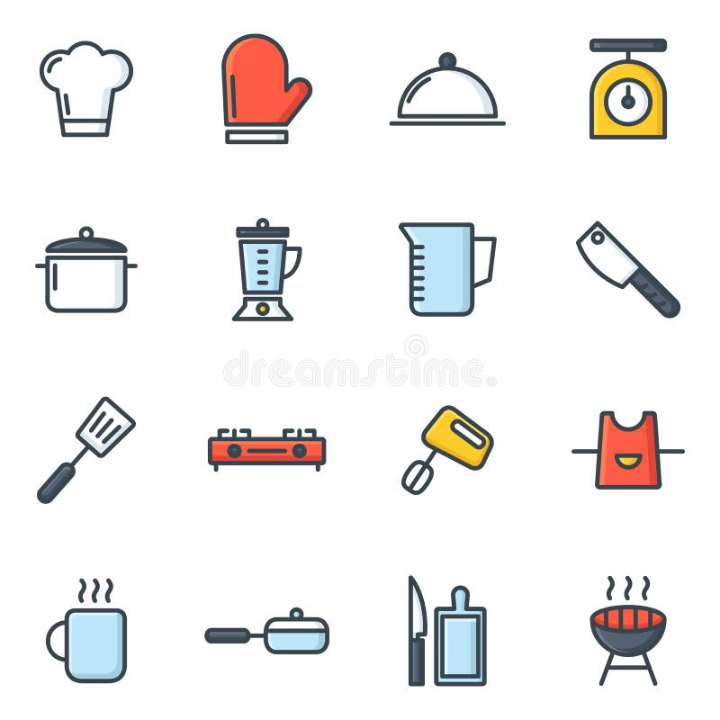 Cooking and kitchen icons. stock vector. Illustration of sign - 106956335
