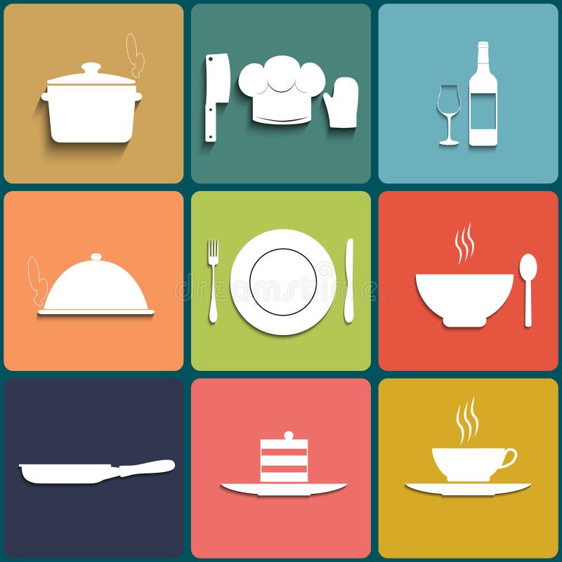 Cooking and Kitchen Icons. Set in Flat Design Stock Vector ... Cooking and Kitchen Icons. Set in Flat Design Stock Vector ...