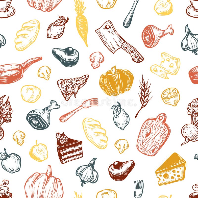 Cooking and Kitchen Tools. Pattern Stock Vector - Illustration of ...