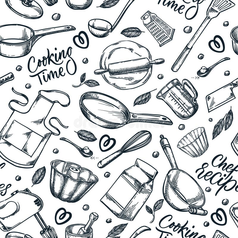Kitchen Utensils Sketch Drawing Stock Illustrations – 3,297 Kitchen ...