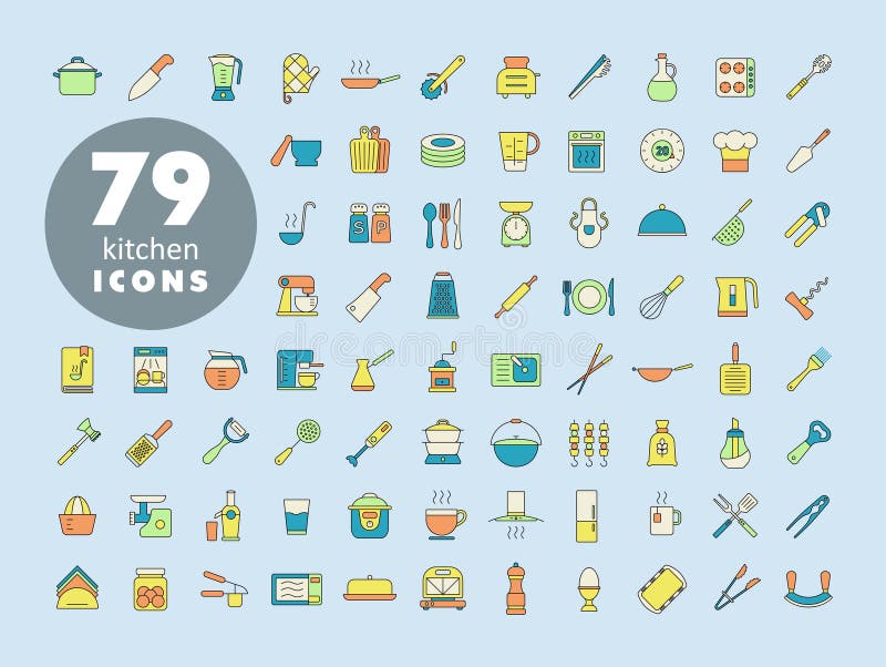 Cooking and Kitchen Vector Icons Set Stock Vector - Illustration of ... Cooking and Kitchen Vector Icons Set Stock Vector - Illustration of ...