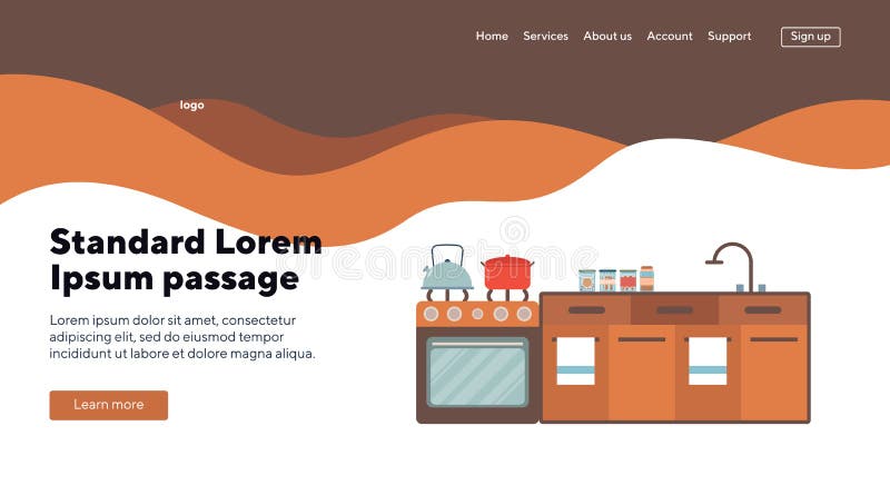 Cooking Kitchen Bar Website Landing Page Template Stock Vector ...