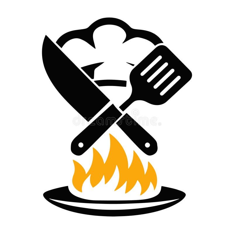 Cooking Logo with Chef Hat and Fire Stock Vector - Illustration of logo ...