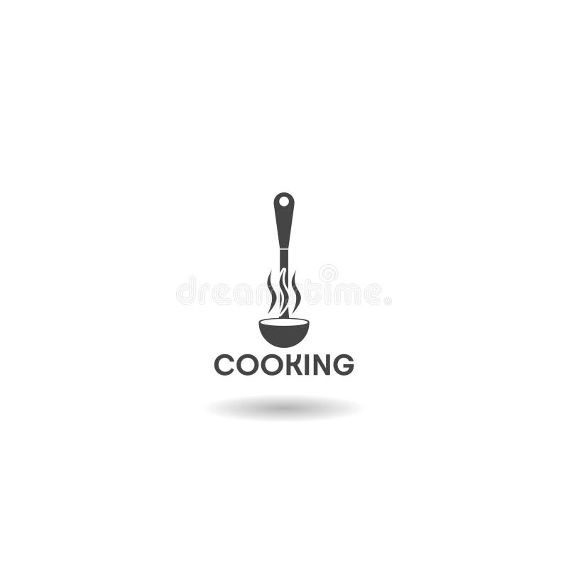 Cooking Logo with Ladle Icon with Shadow Stock Vector - Illustration of ...