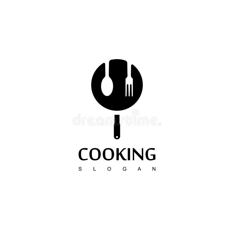 Cooking Logo with Spoon,fork and Pan Symbol Stock Vector - Illustration ...