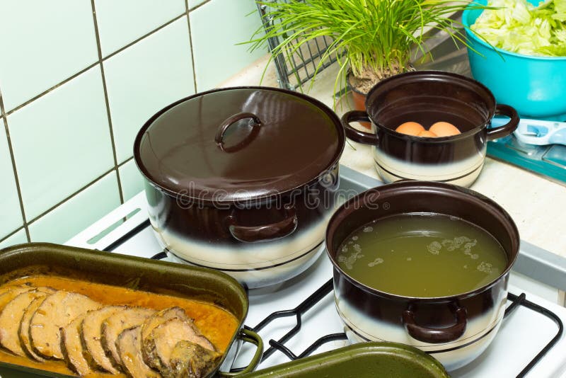 Cooking Lunch in the Kitchen Stock Photo - Image of slice, kitchen ...
