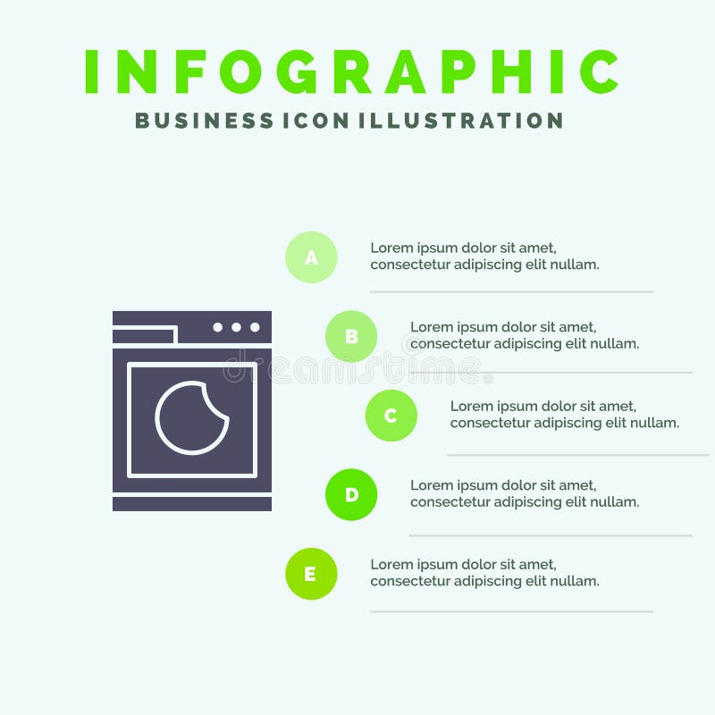 Cooking, Machine, Wash, Clean Solid Icon Infographics 5 Steps ...