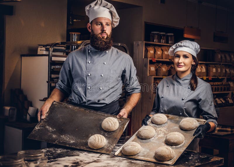 Cooking Master Class in Bakery. Chef with His Assistant Showing Ready ...