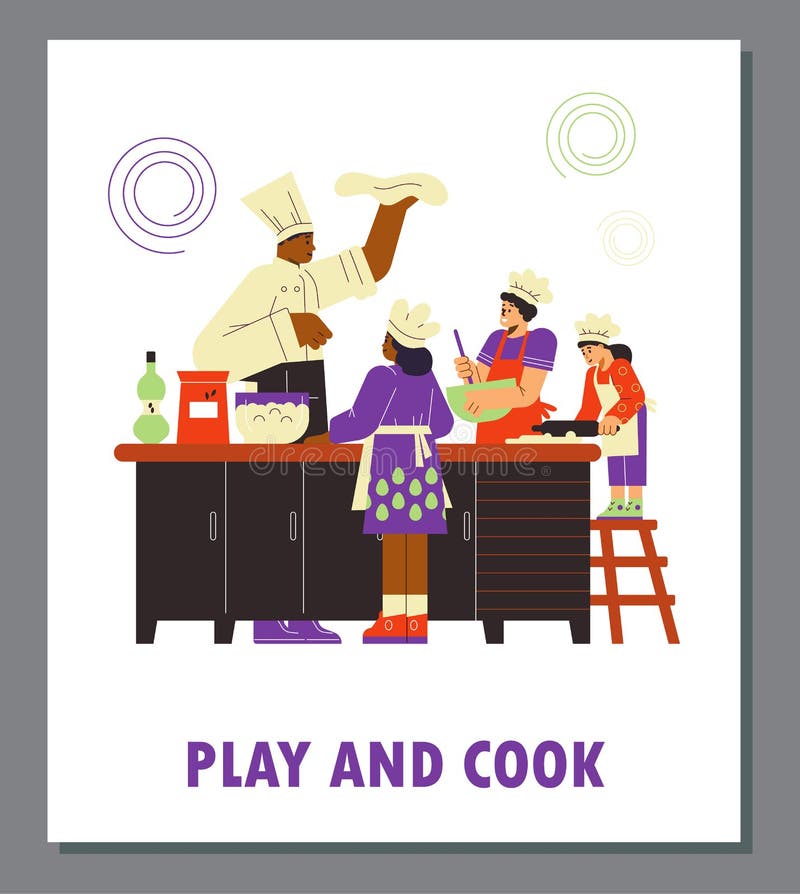 Cooking Master Class or Culinary Workshop for Children Flat Vector ...