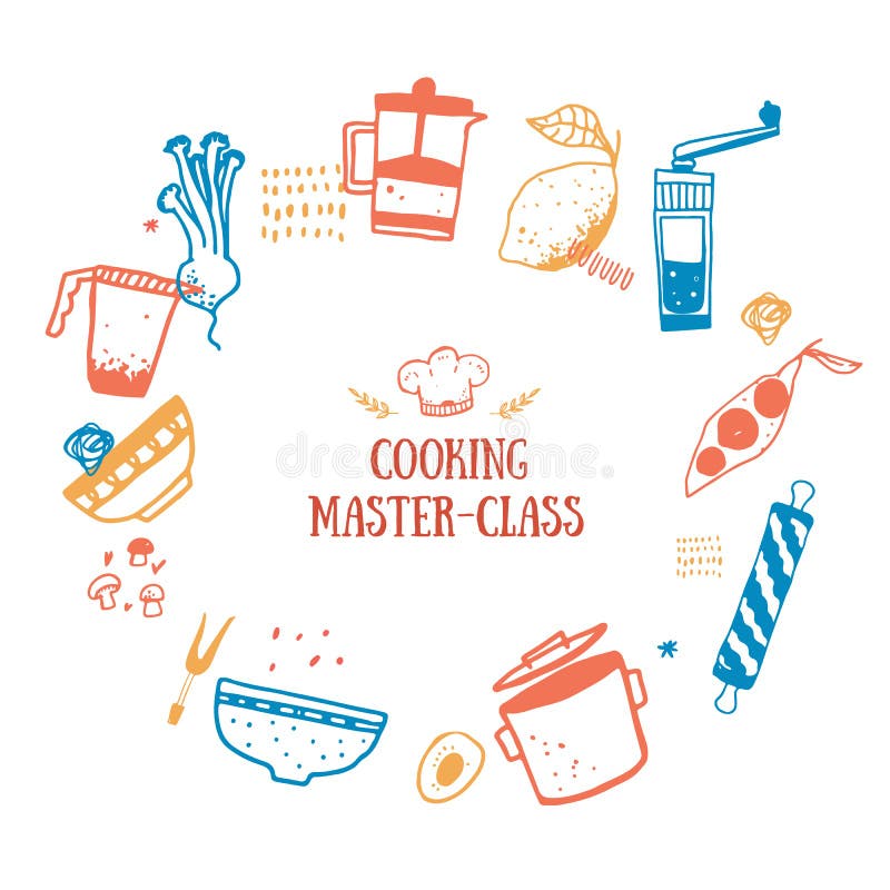 Cooking Master Class, Vector Culinary Banner, Restaurant Illustration ...
