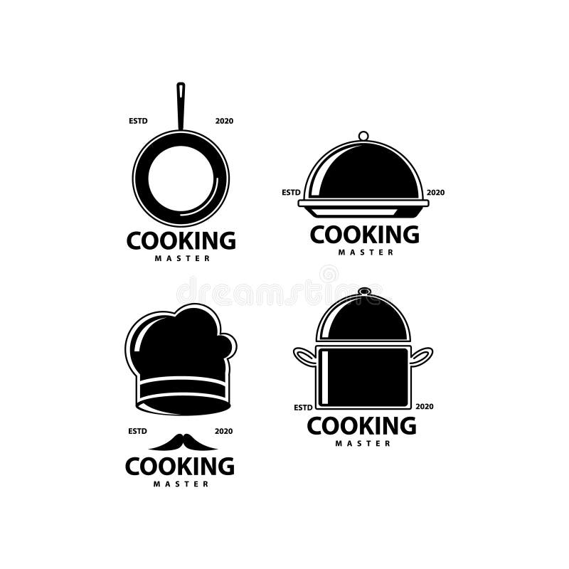 Set of Black Cooking Logo Template Design Collection Stock Vector ...