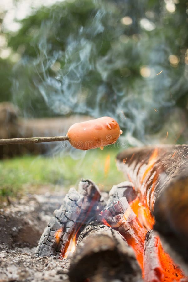 Cooking a Meal Over an Open Fire. Stock Image - Image of camping ...