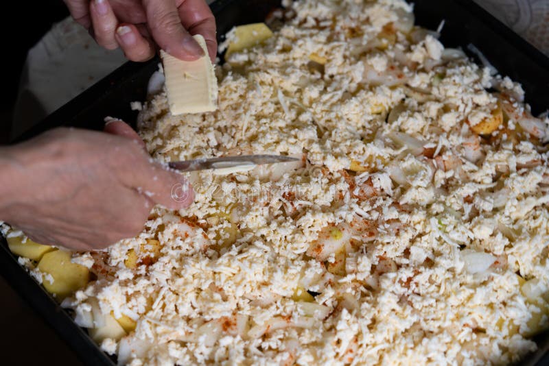 Cooking Meat on a Baking Sheet in French Stock Photo - Image of cheese ...