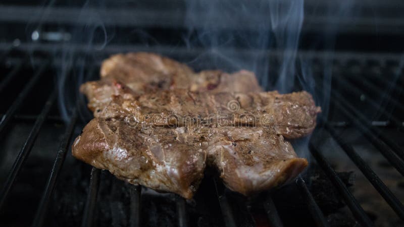 Cook Making Charcoal Roast Meat Stock Image - Image of making, picnic ...