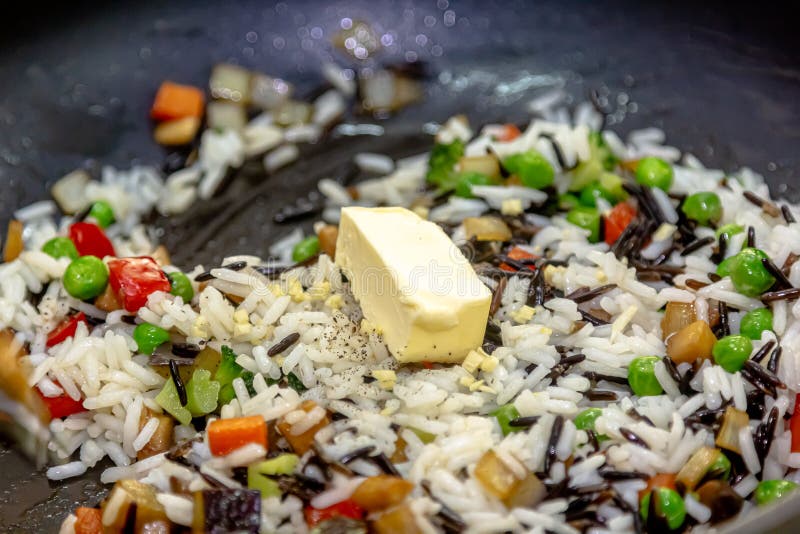 Cooking Meat Cut into Small Pieces in a Frying Pan with Vegetables ...