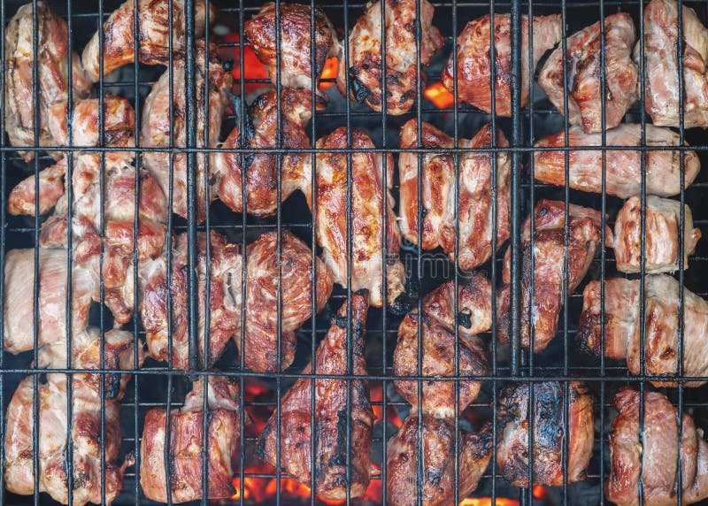 Cooking Meat on the Grill. Natural Light Stock Image - Image of lunch ...