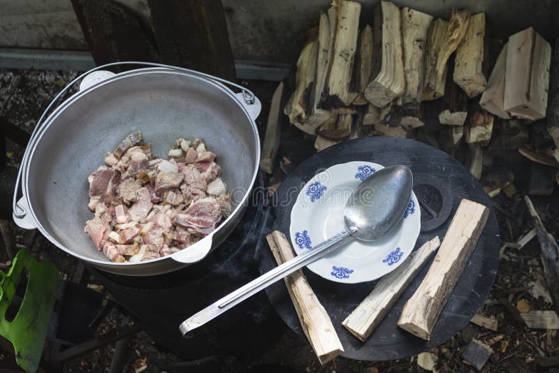 Cooking Meat in the Open Air Stock Photo - Image of tasty, delicious ...