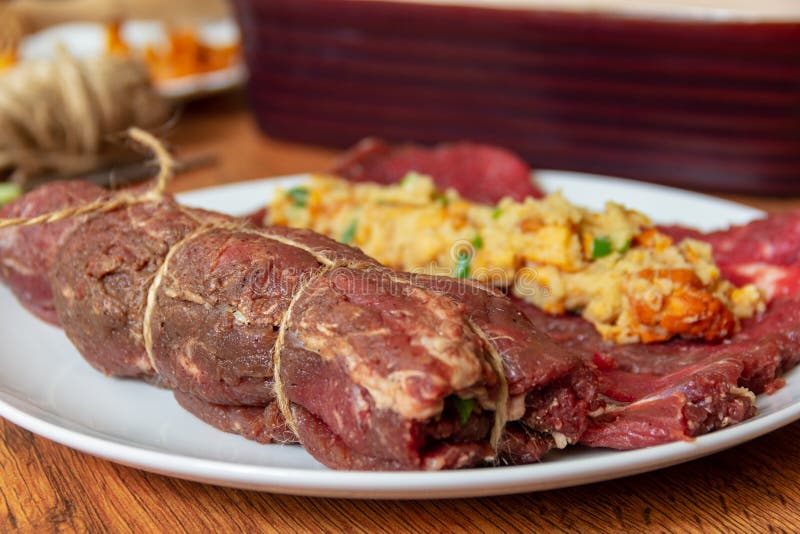Cooking meat roll stock image. Image of nutrition, making - 116151411