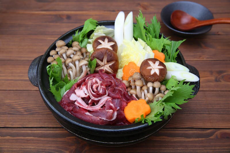 Botan Nabe, Japanese Wild Boar Hot Pot Stock Image - Image of cast ...