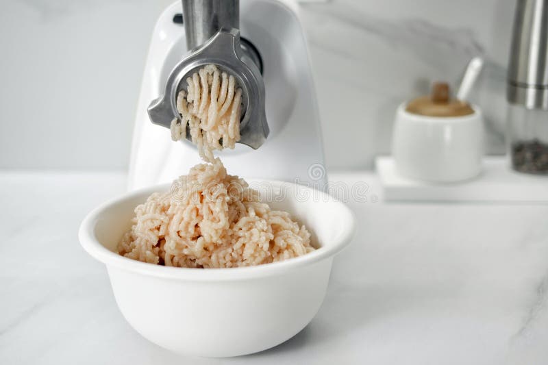 Cooking Minced Meat in an Electric Meat Grinder from. the Process of ...