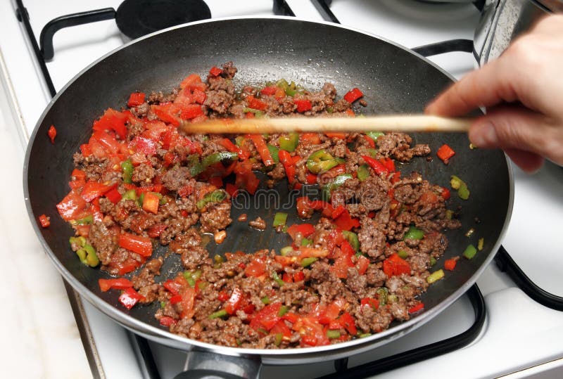 Cooking Minced meat sauce stock photo. Image of dish - 19542426