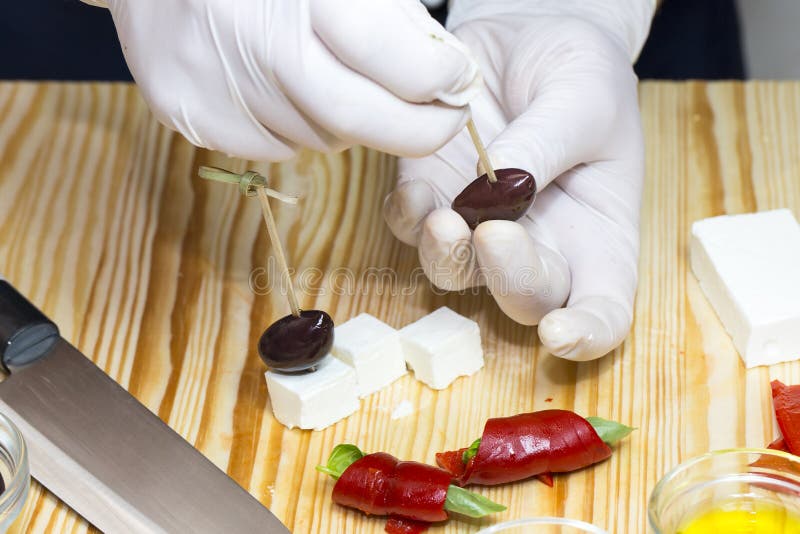 Cooking mini canapes stock photo. Image of party, delicious - 81021184