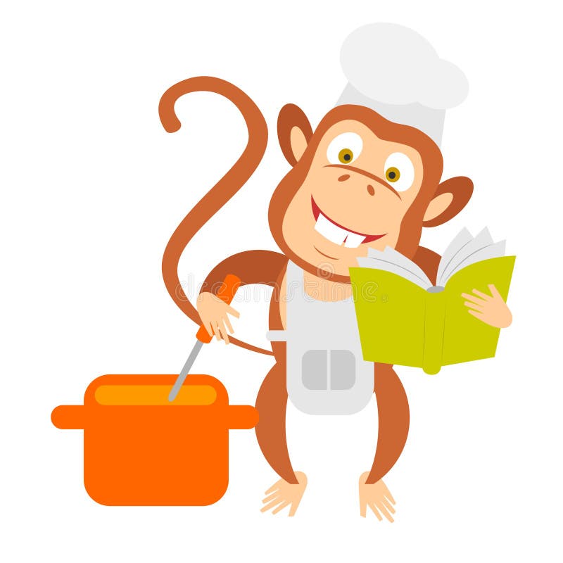 Cooking monkey stock vector. Illustration of cook, isolated - 33242230