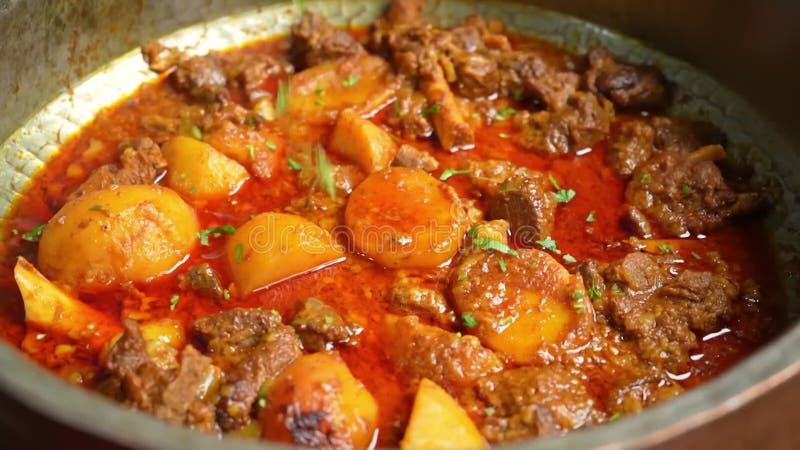 Cooking Mutton Curry for Mutton Biryani in Pan Stock Video - Video of ...